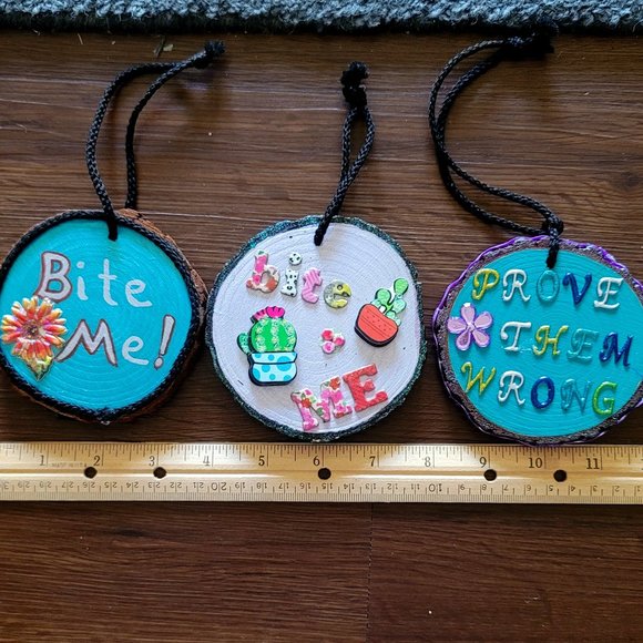 Accents | Set Of 3 Snarky Funny Sarcastic Sayings 2 Sided Wood Slice ...